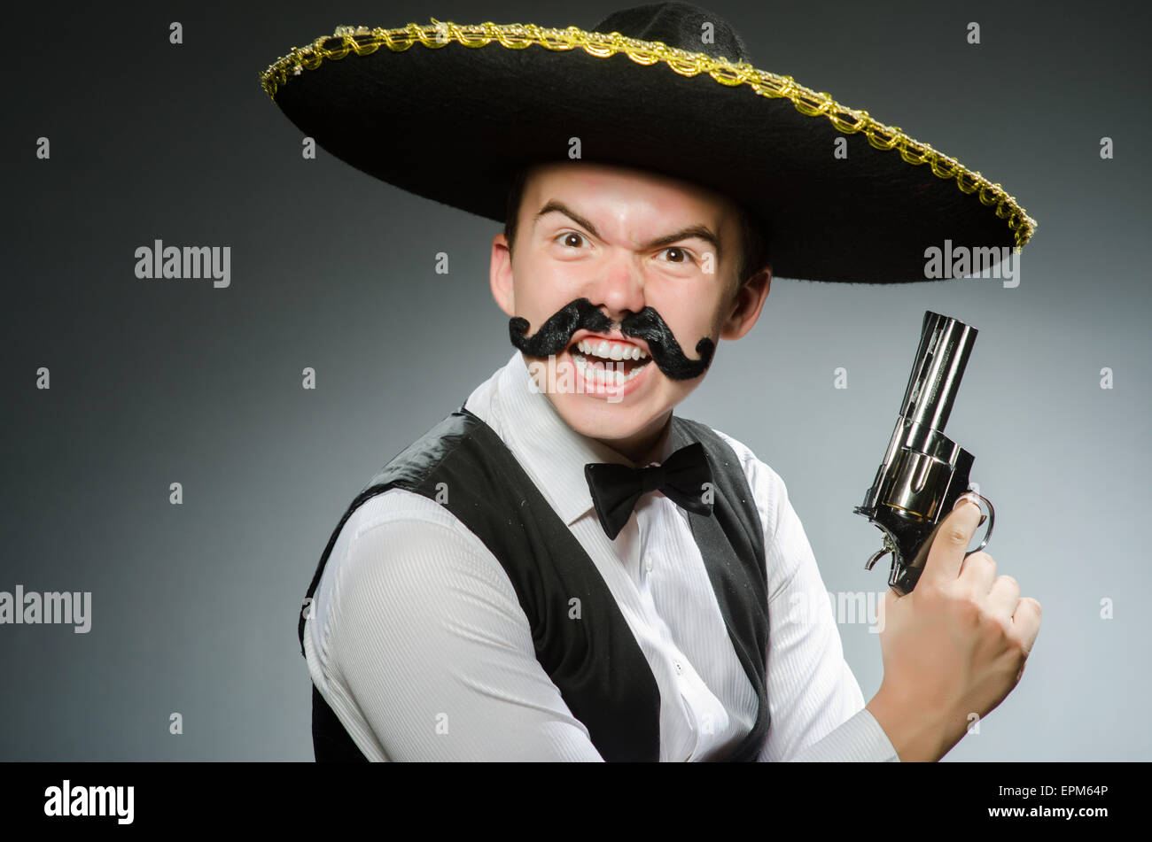 Smiling mexican with sombrero isolated on white Stock Photo - Alamy