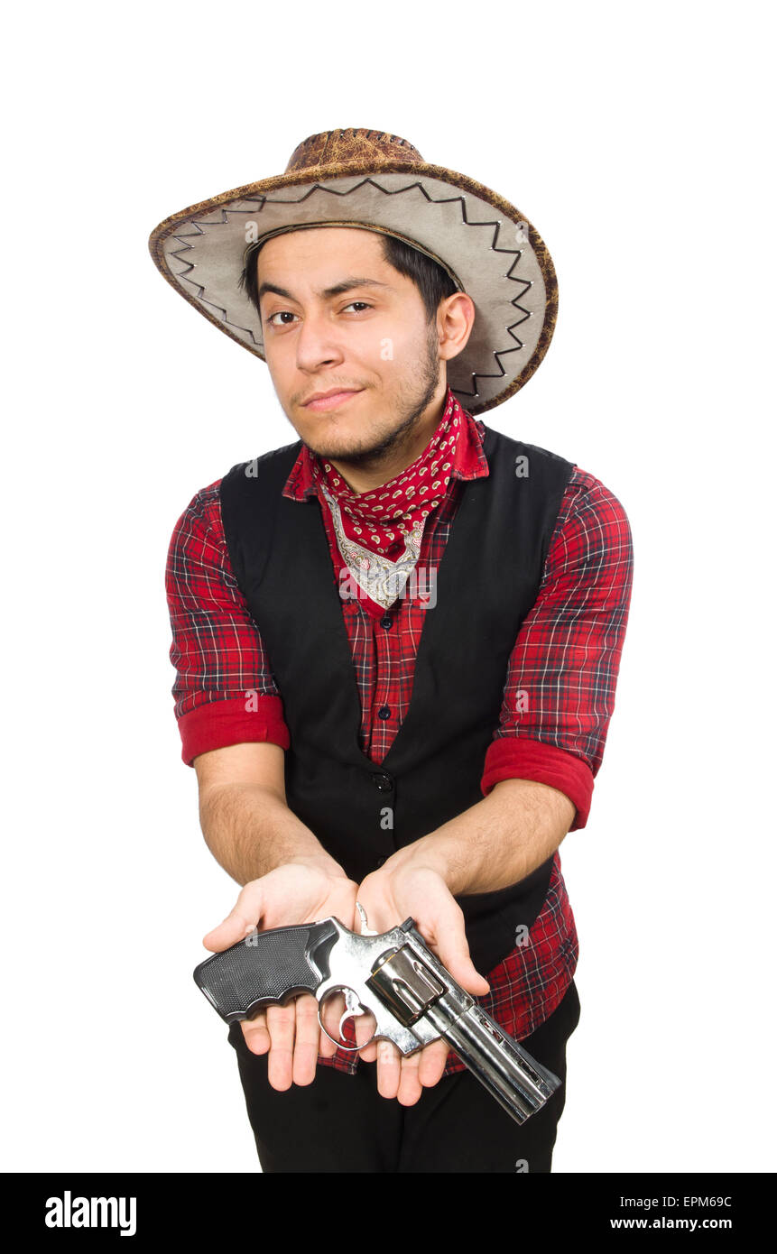 Young cowboy isolated on white Stock Photo - Alamy