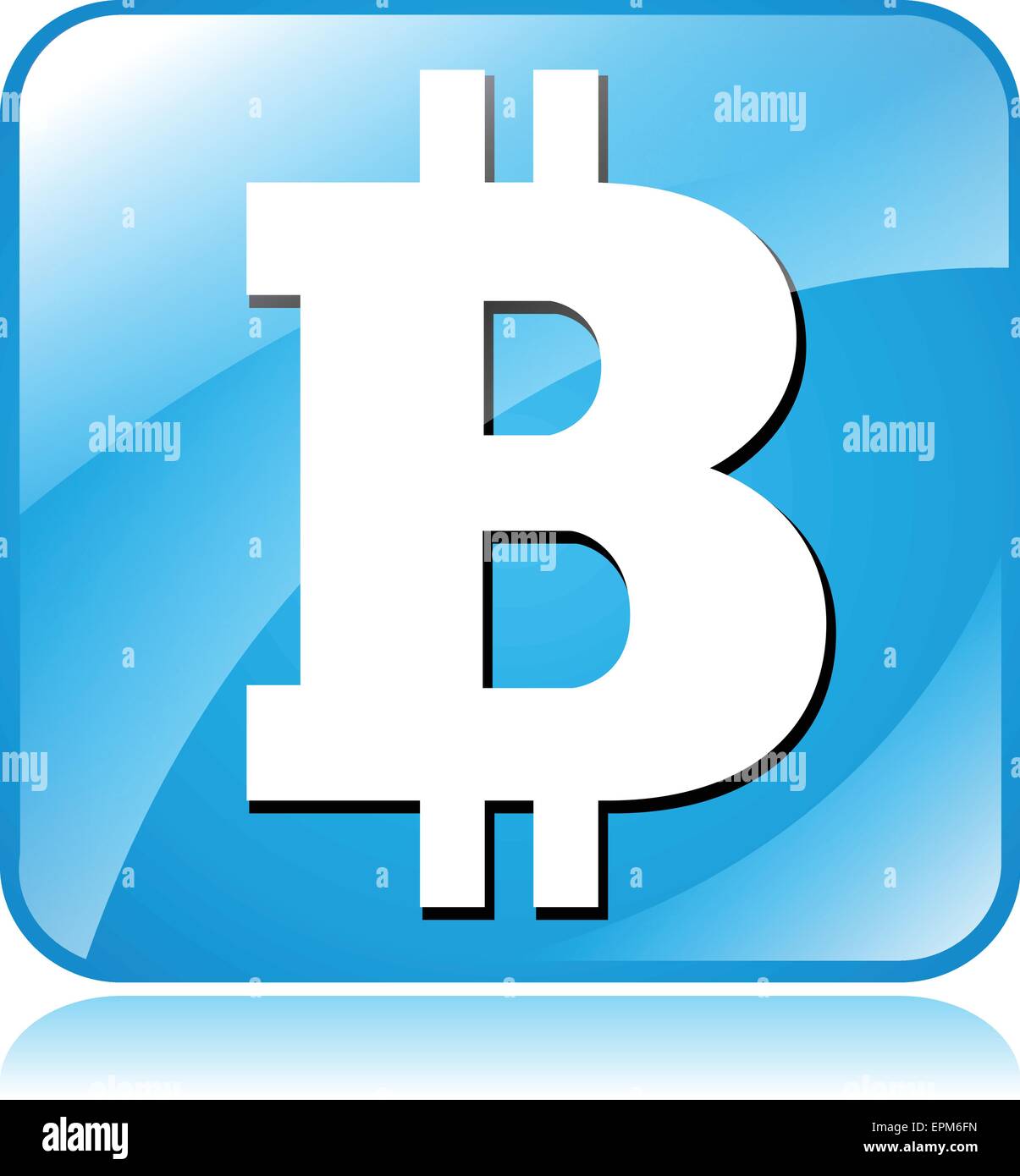 illustration of blue square icon for bitcoin Stock Vector Image & Art ...