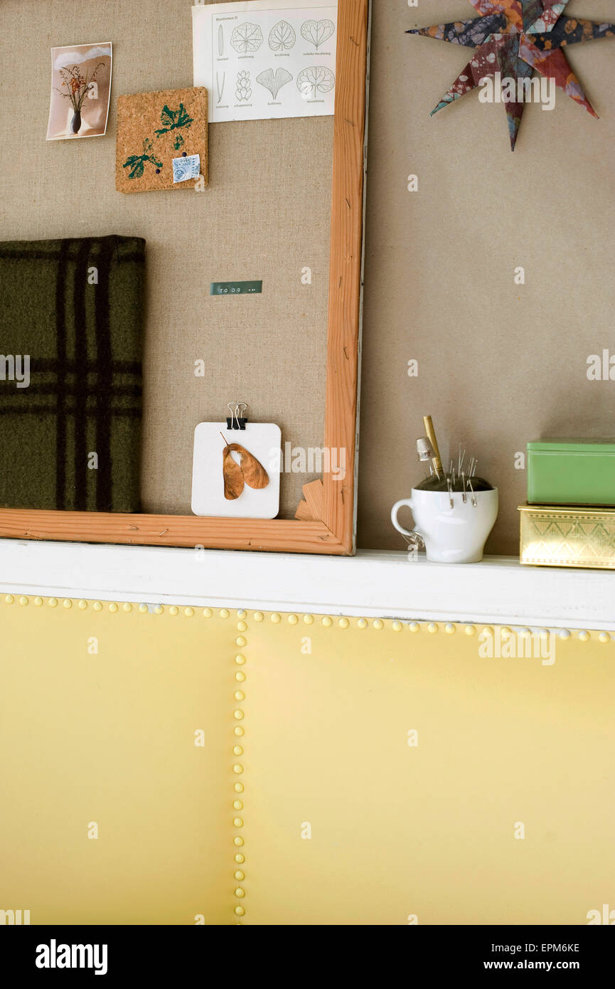 Backside of an old oil painting used as pinboard Stock Photo - Alamy