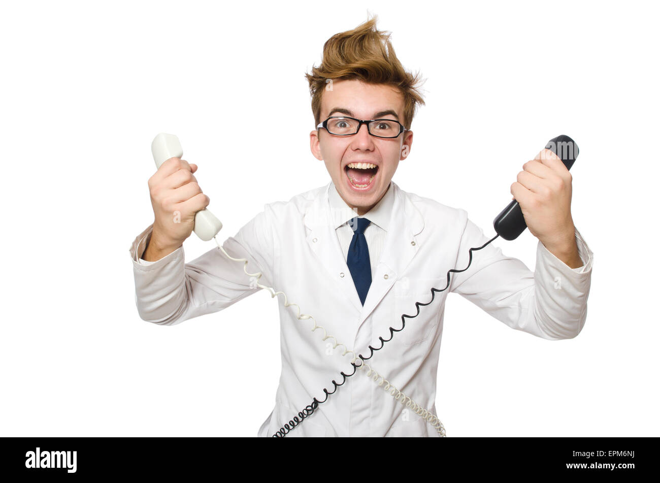 Funny doctor isolated on white Stock Photo - Alamy