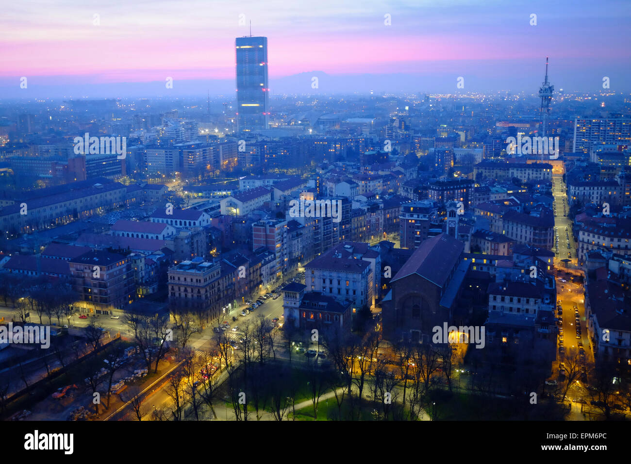 Italy, Milan, cityscape with urban construction project City life Stock ...