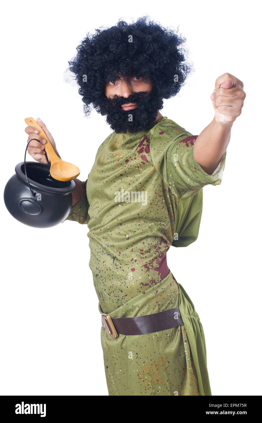 Savage man isolated on white Stock Photo - Alamy