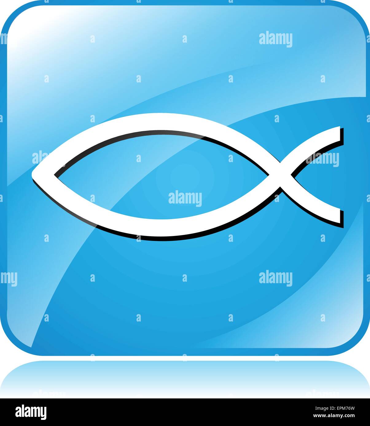 illustration of blue square icon for jesus fish Stock Vector Image ...