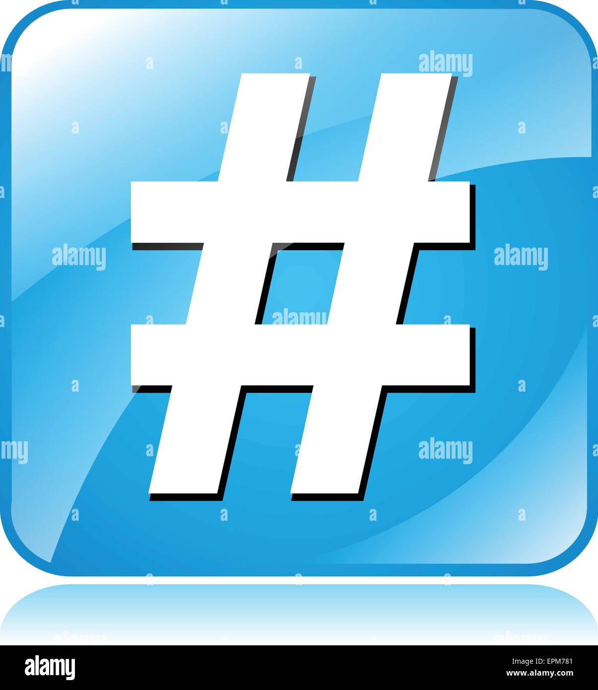 illustration of blue square icon for hashtag Stock Vector Image & Art ...