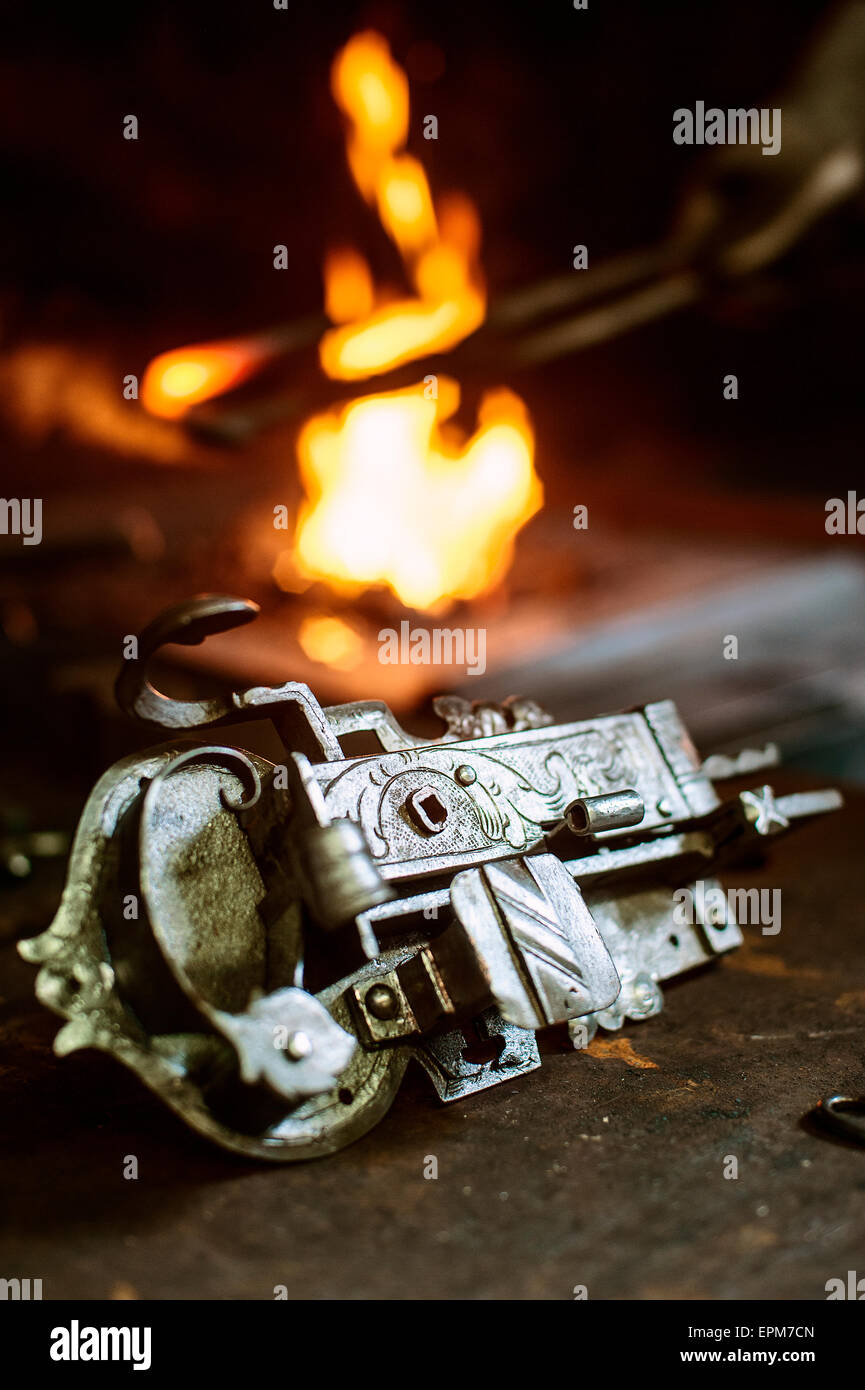 Handcrafted and engraved lock Stock Photo - Alamy