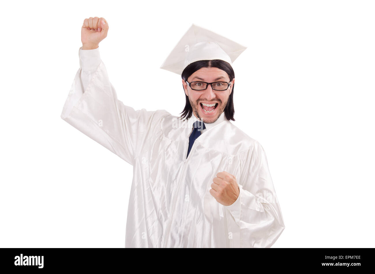 Young male student graduated from high school on white Stock Photo - Alamy