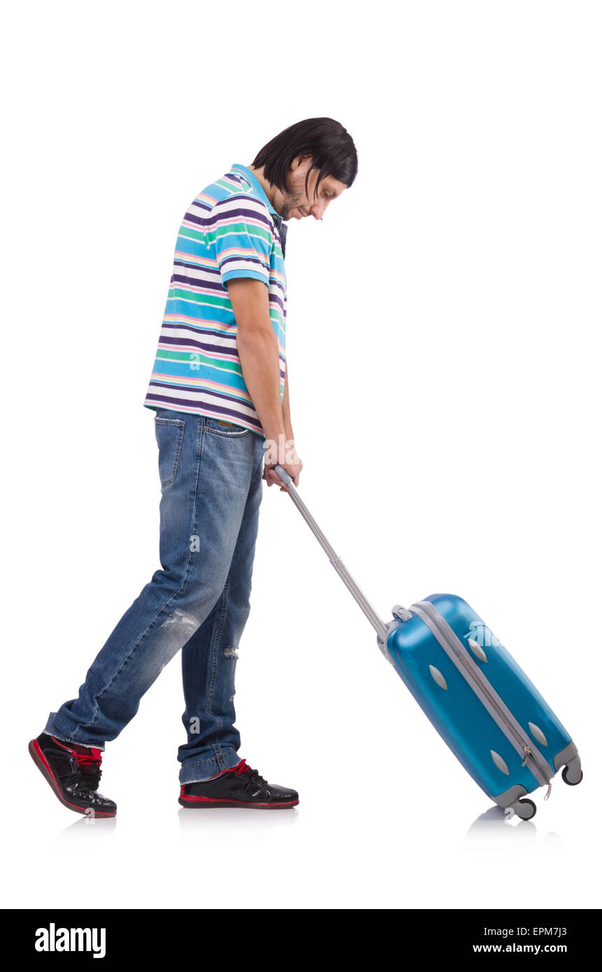 Young man heavy suitcases hi-res stock photography and images - Alamy