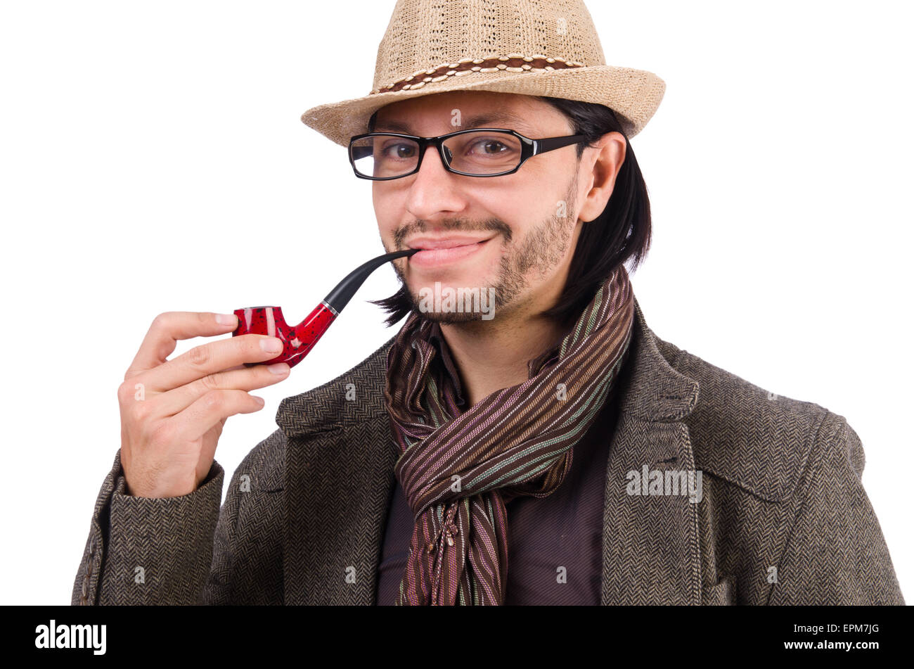 Young detective smoking pipe hi-res stock photography and images - Alamy