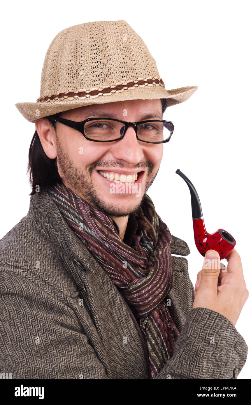 Young detective smoking pipe hi-res stock photography and images - Alamy
