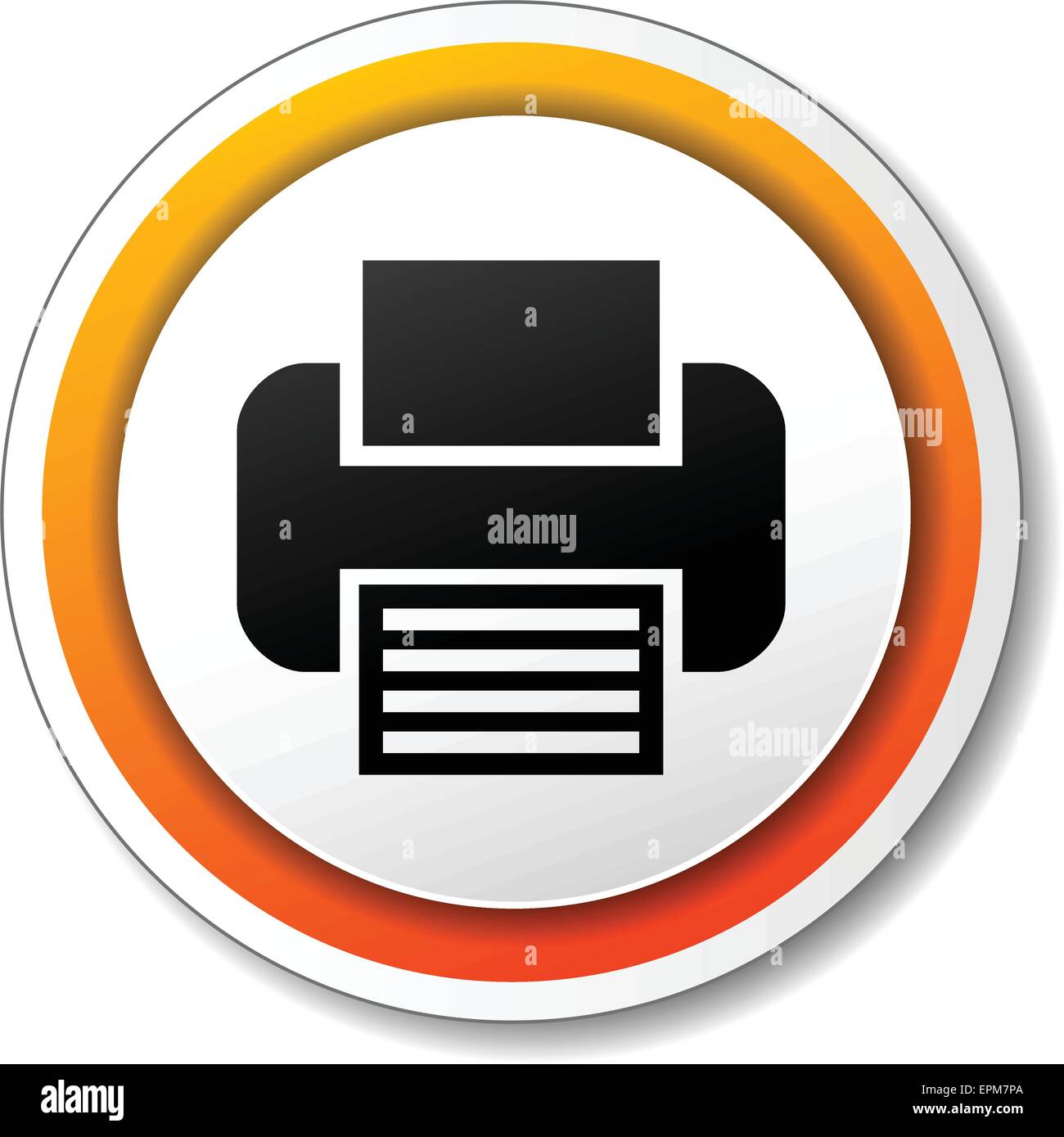 illustration of white and orange icon for printer Stock Vector Image ...