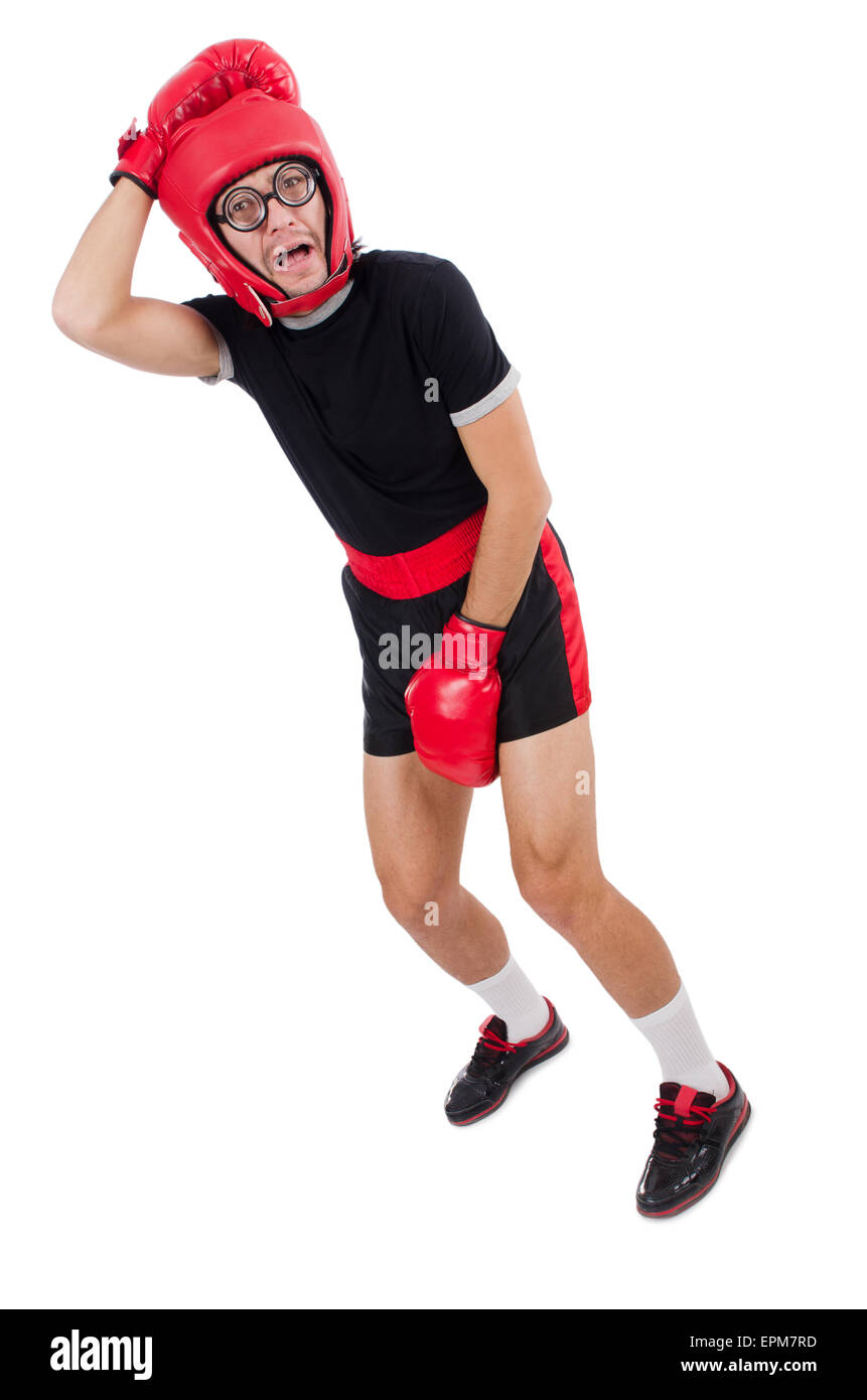 Funny boxer isolated on the white Stock Photo - Alamy