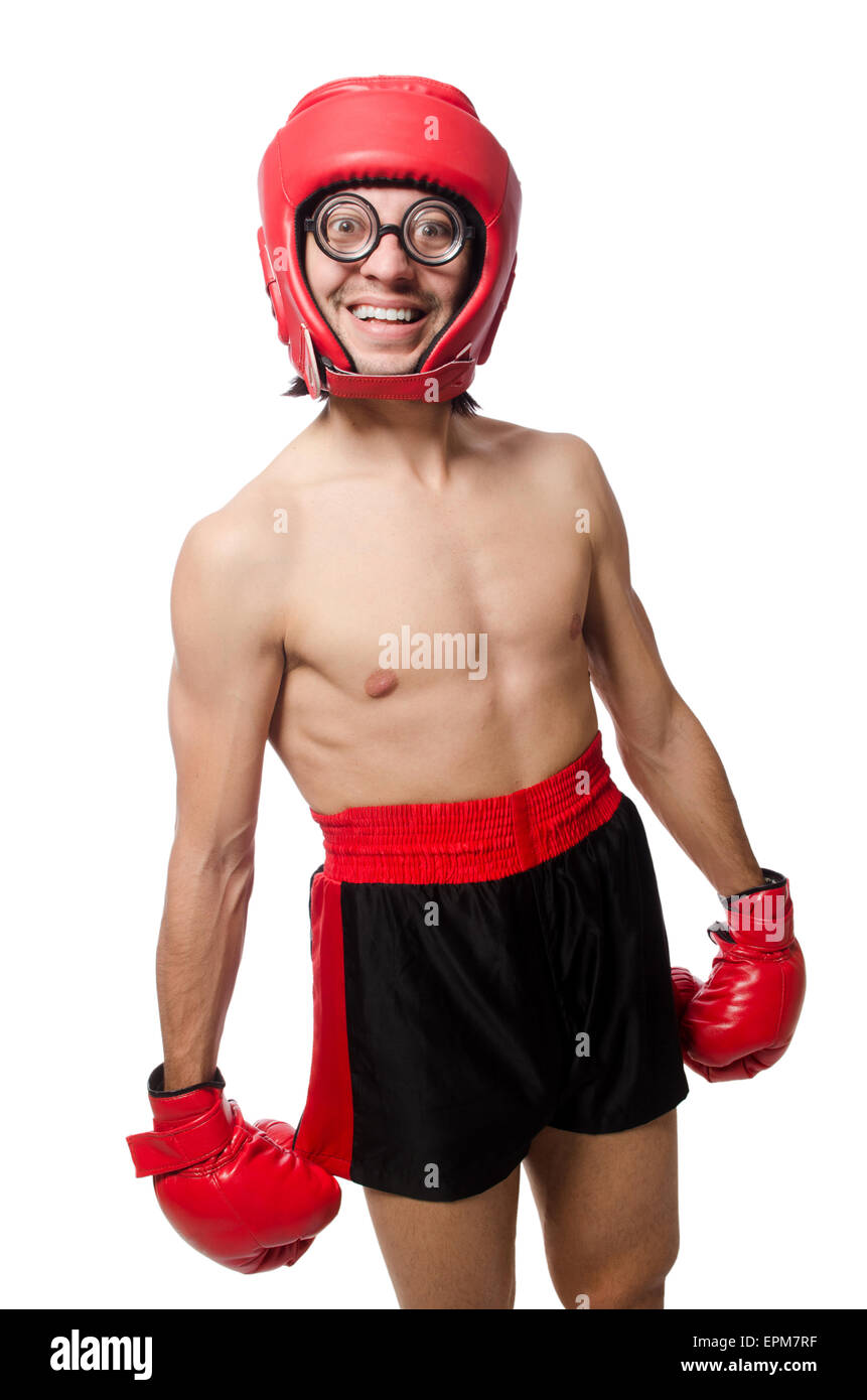 Funny boxer isolated on the white Stock Photo - Alamy