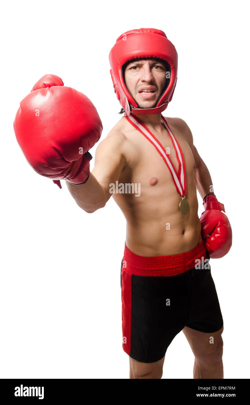 Funny boxer isolated on the white Stock Photo - Alamy