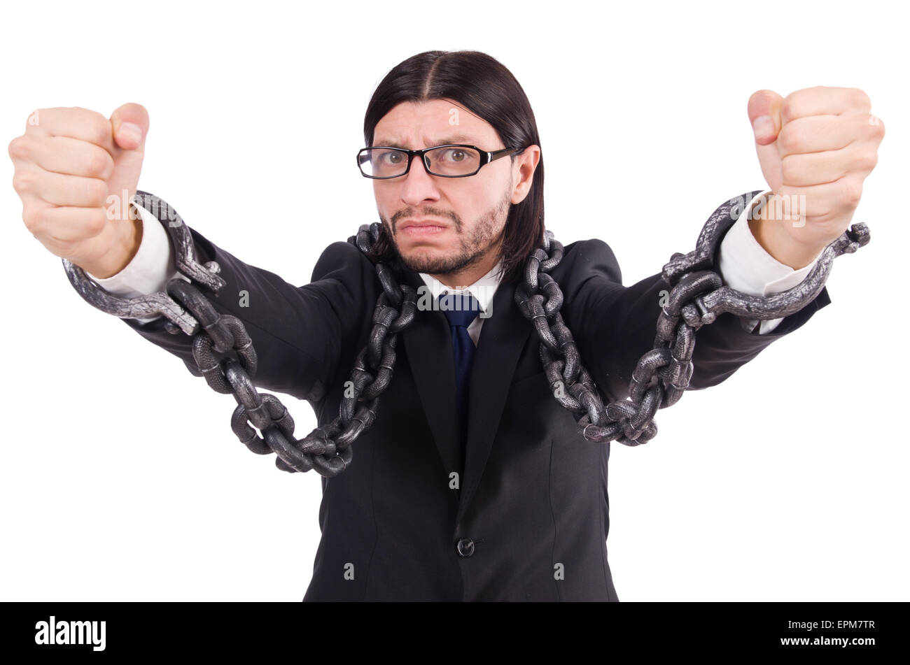 Man with chain isolated on the white Stock Photo - Alamy