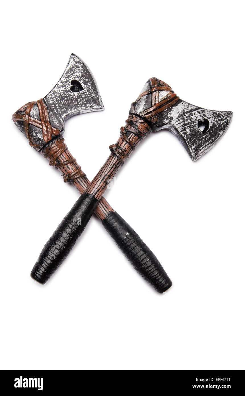 Axe isolated on the white background Stock Photo - Alamy