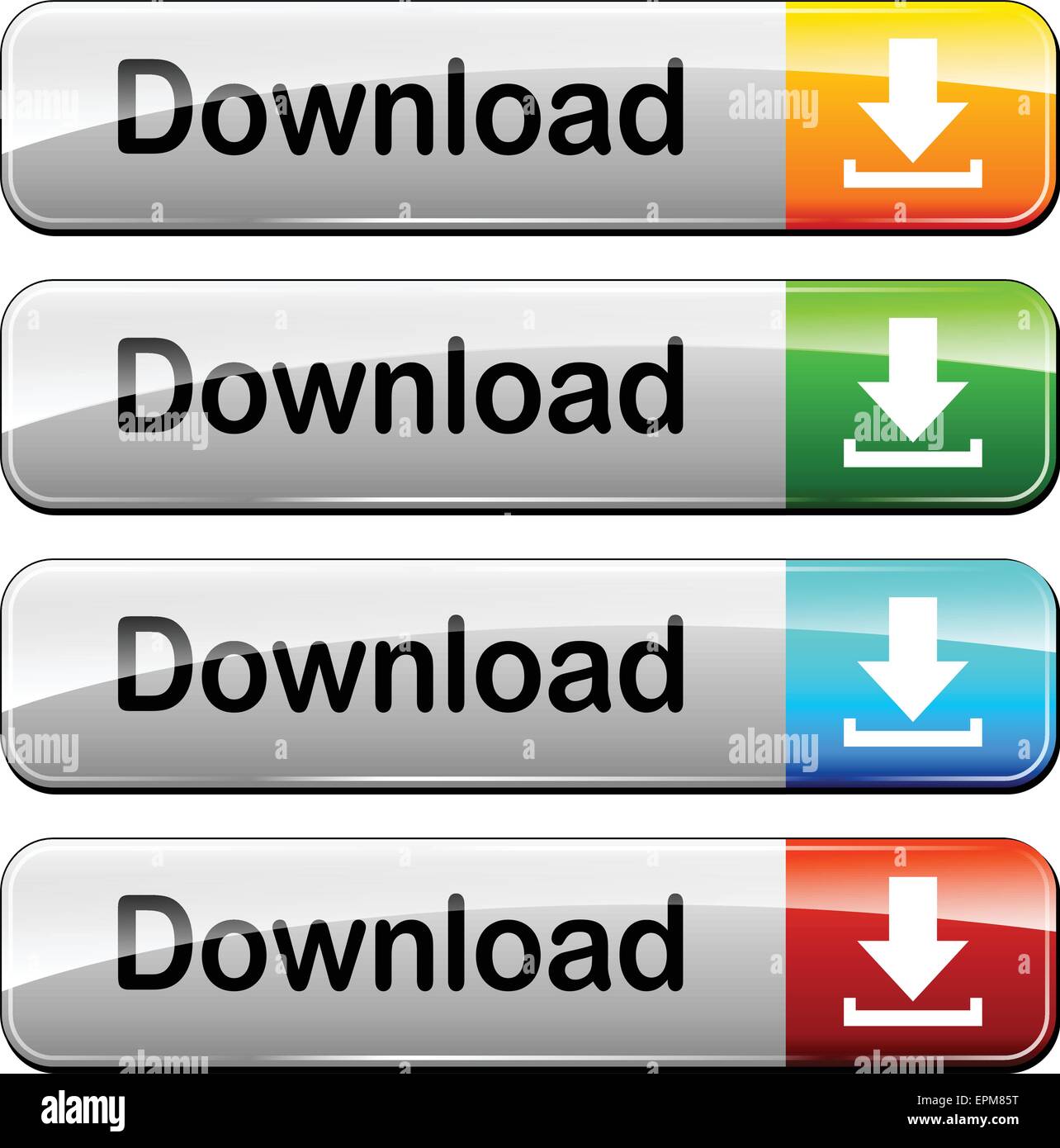 illustration of four download buttons on white background Stock Vector ...