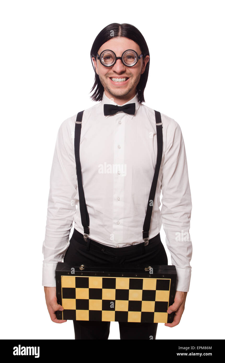 Nerd with chess game hi-res stock photography and images - Alamy