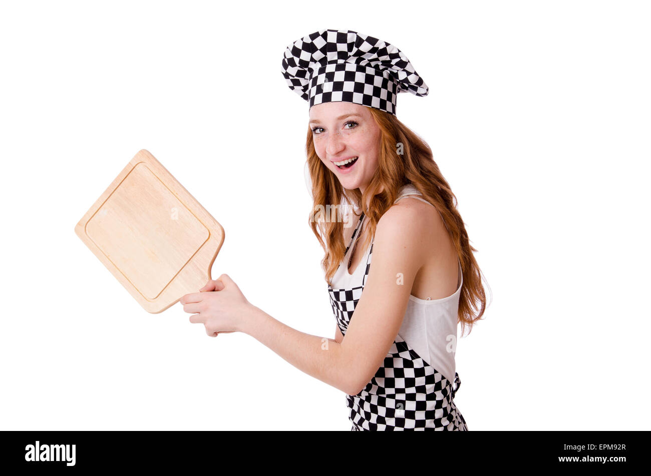 Female chef isolated on white Stock Photo - Alamy