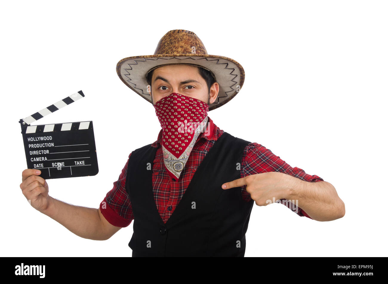 Young cowboy isolated on white Stock Photo - Alamy