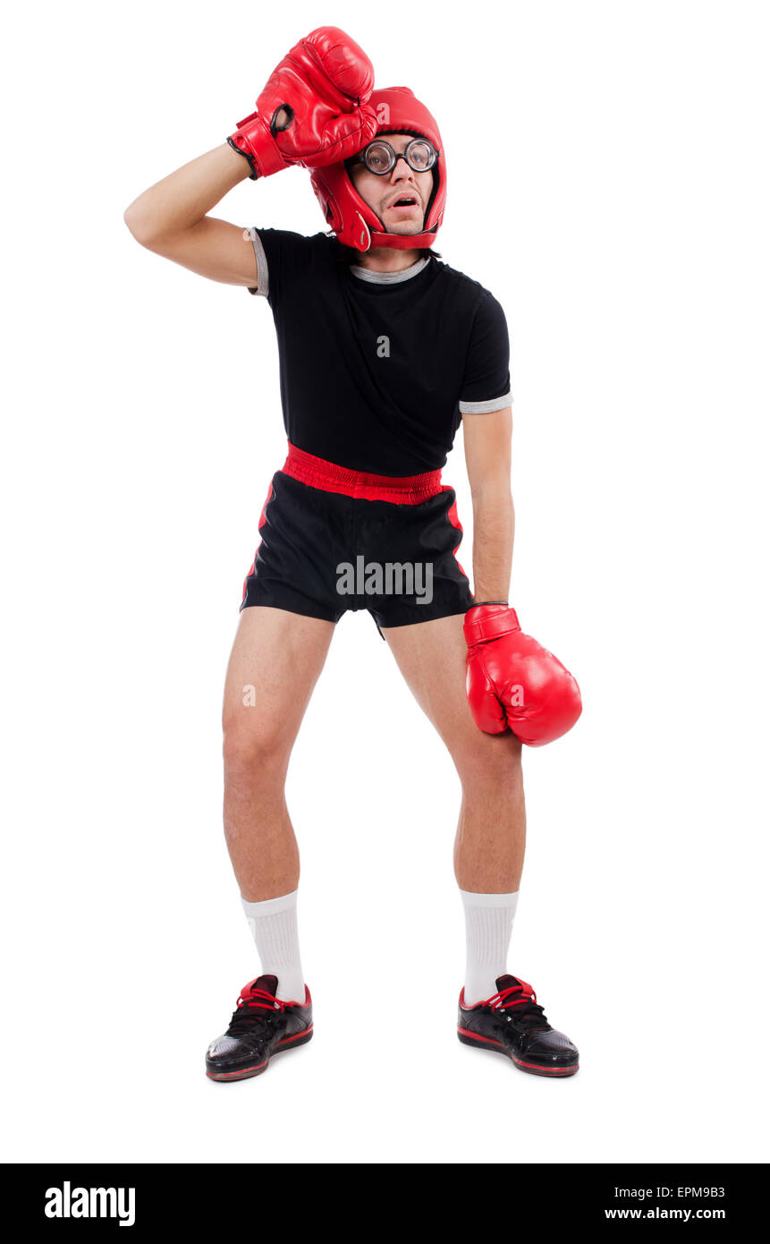 Funny boxer isolated on the white Stock Photo - Alamy
