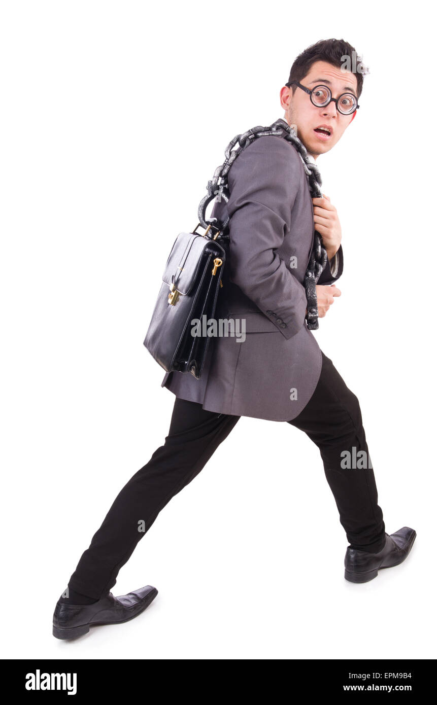 Man with chain isolated on white Stock Photo - Alamy