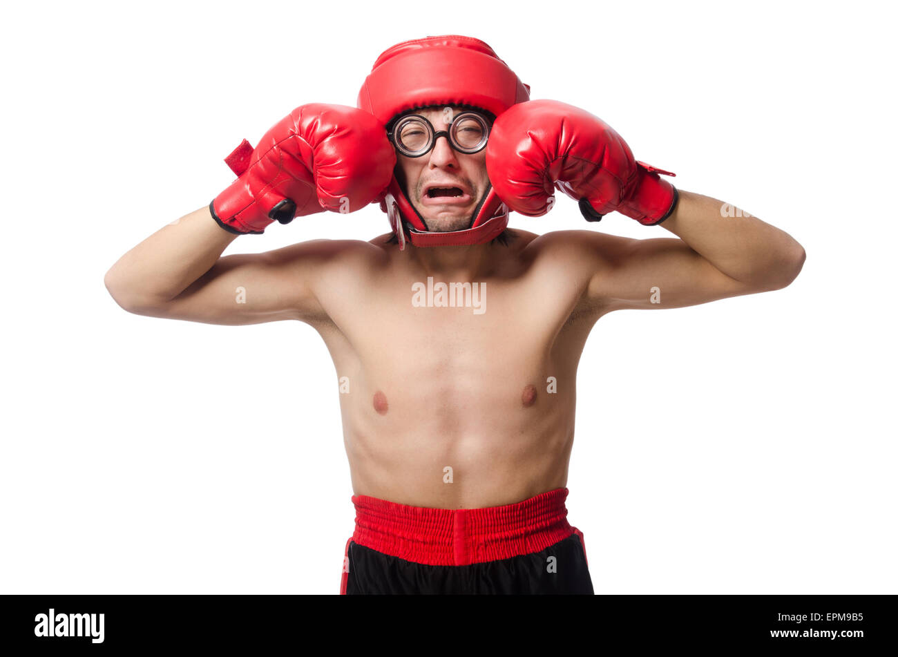 Funny boxer isolated on the white Stock Photo - Alamy