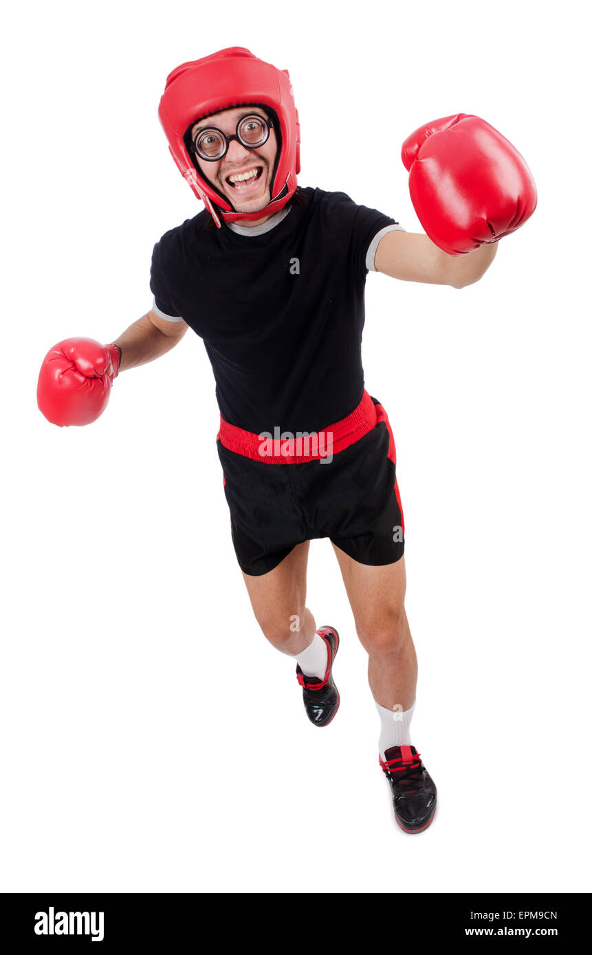 Funny boxer isolated on the white Stock Photo - Alamy