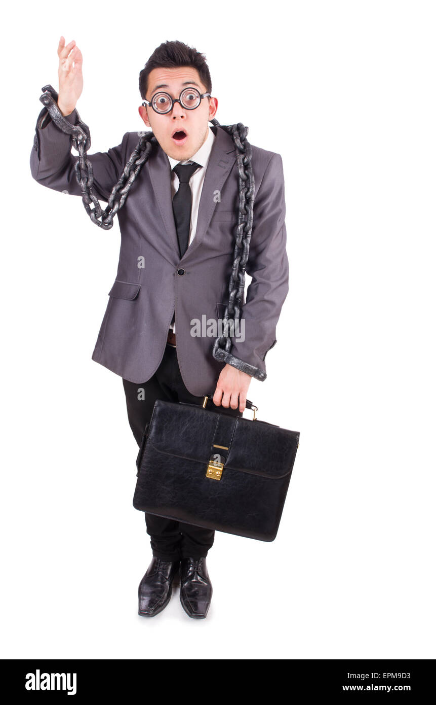 Man with chain isolated on white Stock Photo - Alamy