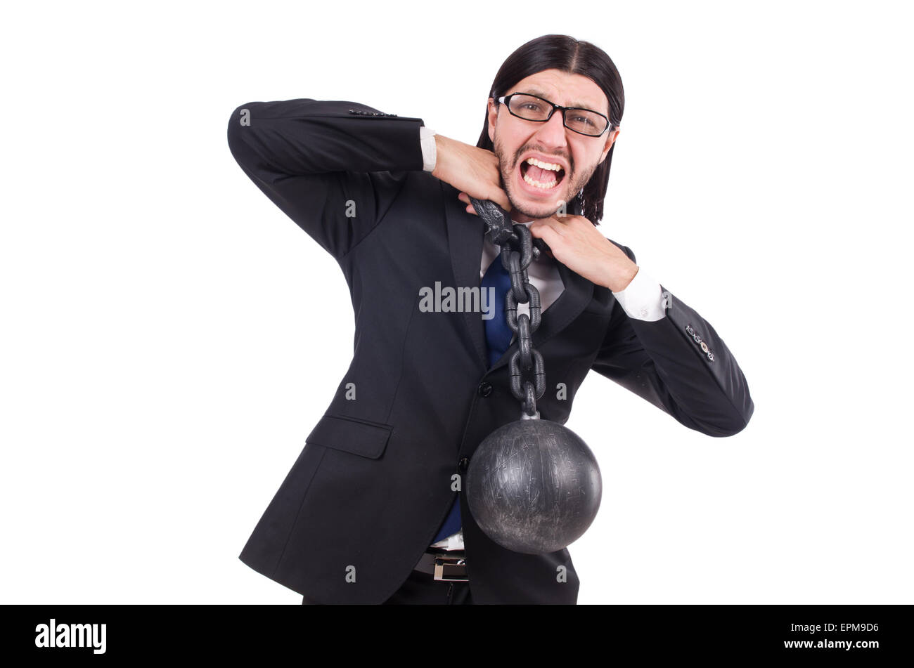 Man with chain isolated on the white Stock Photo - Alamy