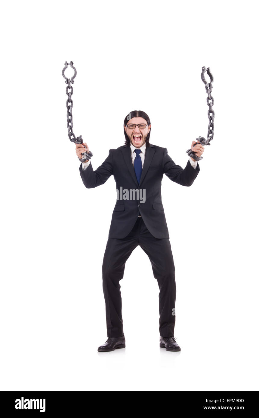 Man with chain isolated on the white Stock Photo - Alamy