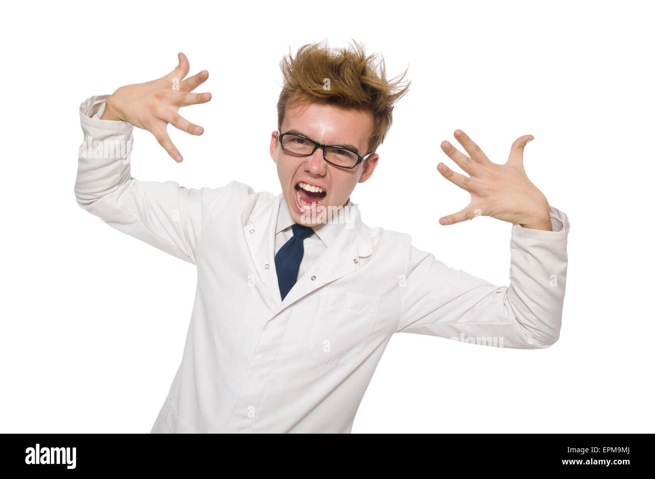 Funny doctor isolated on white Stock Photo - Alamy