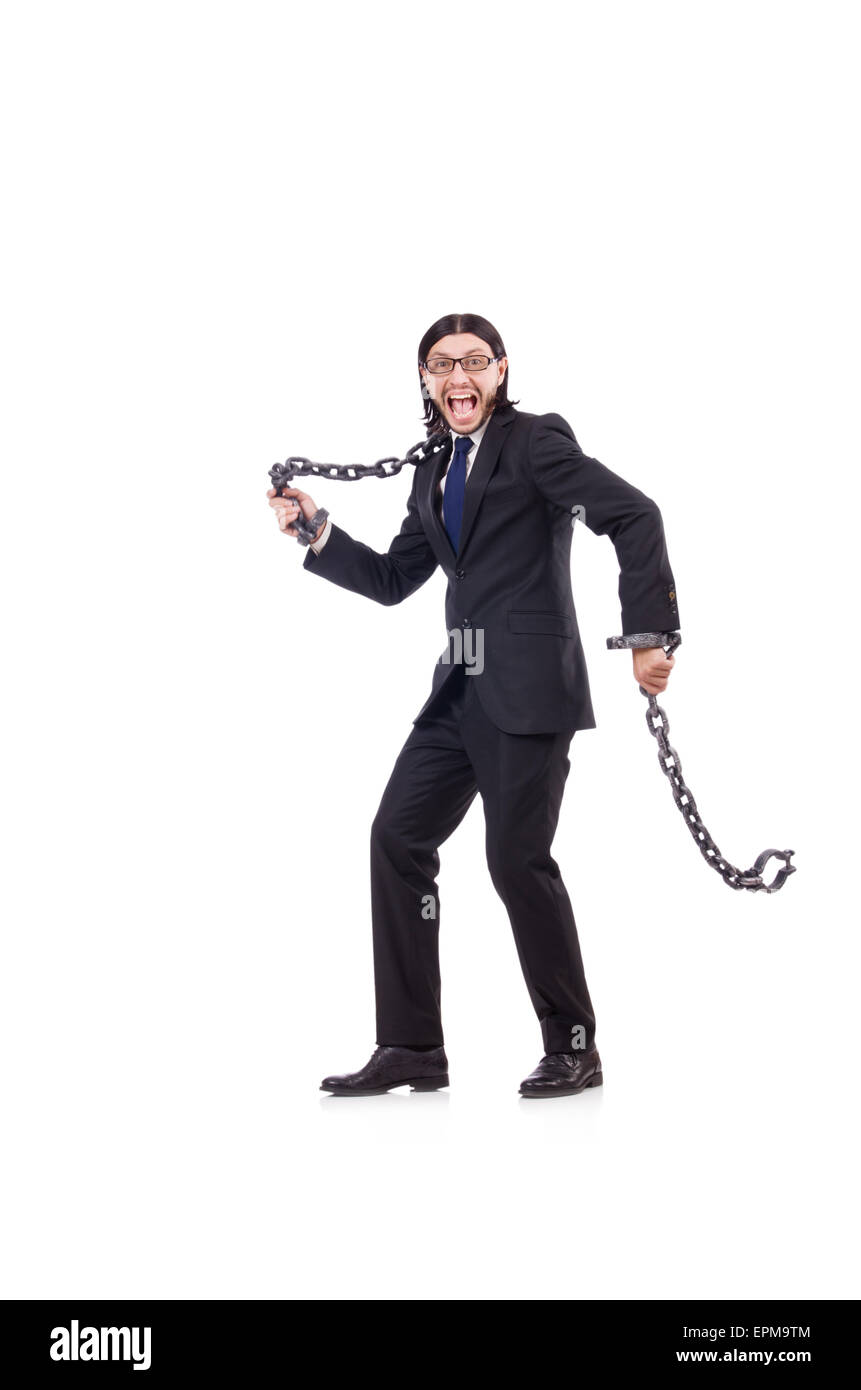 Man with chain isolated on the white Stock Photo - Alamy