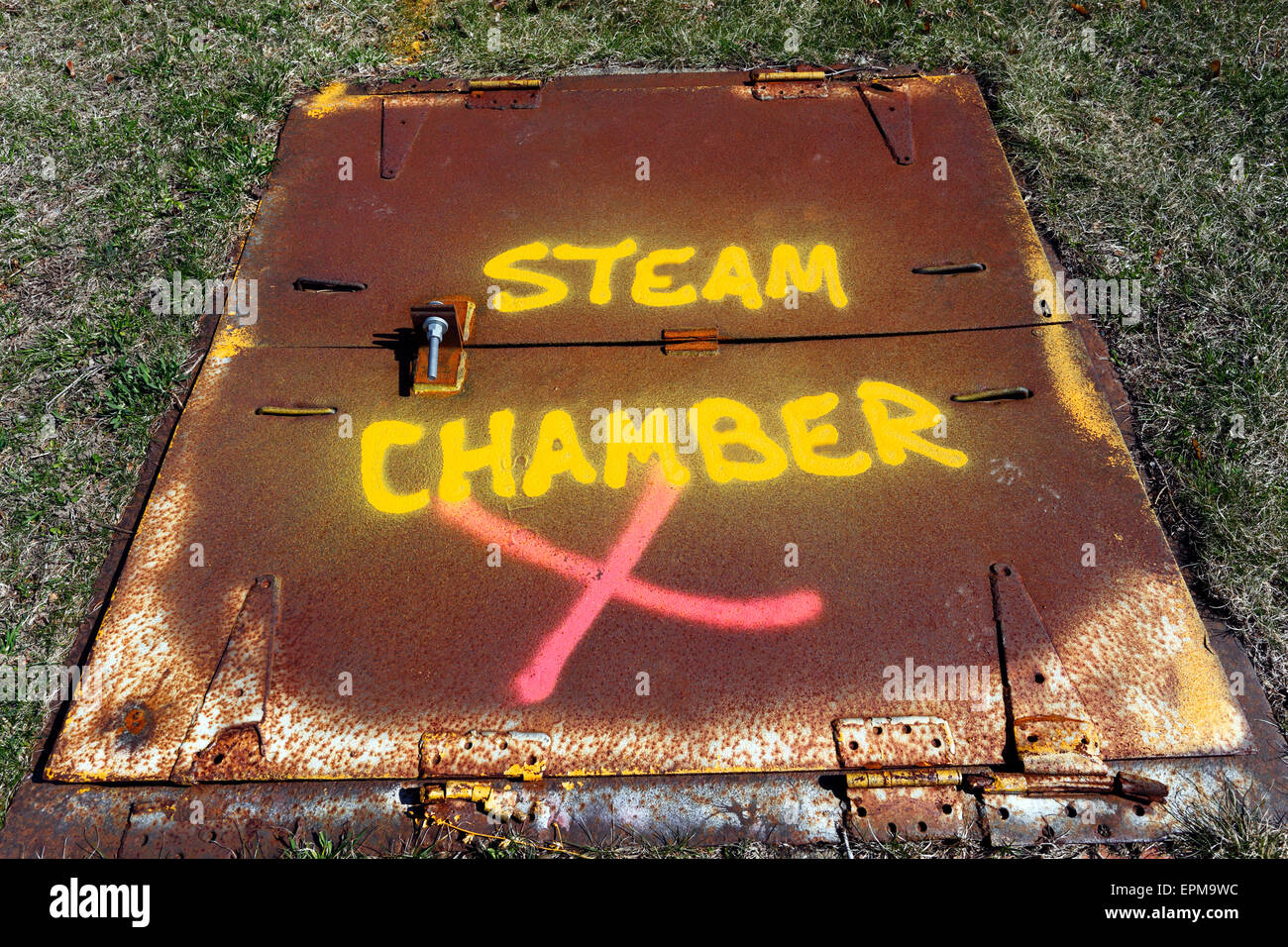 Underground utility access cover Long Island New York Stock Photo - Alamy