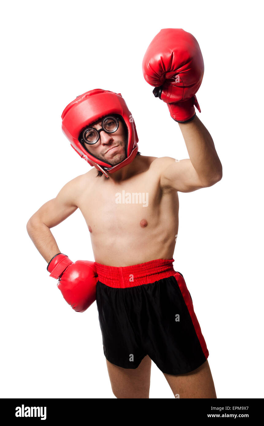Funny boxer isolated on the white Stock Photo - Alamy