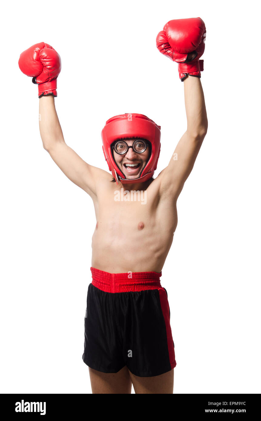 Funny boxer isolated on the white Stock Photo - Alamy