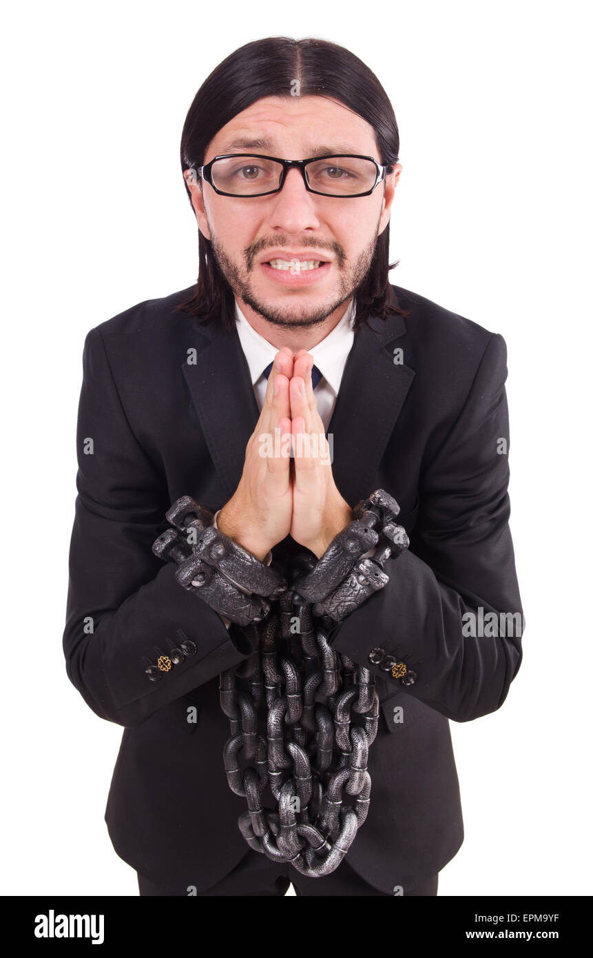 Man with chain isolated on the white Stock Photo - Alamy