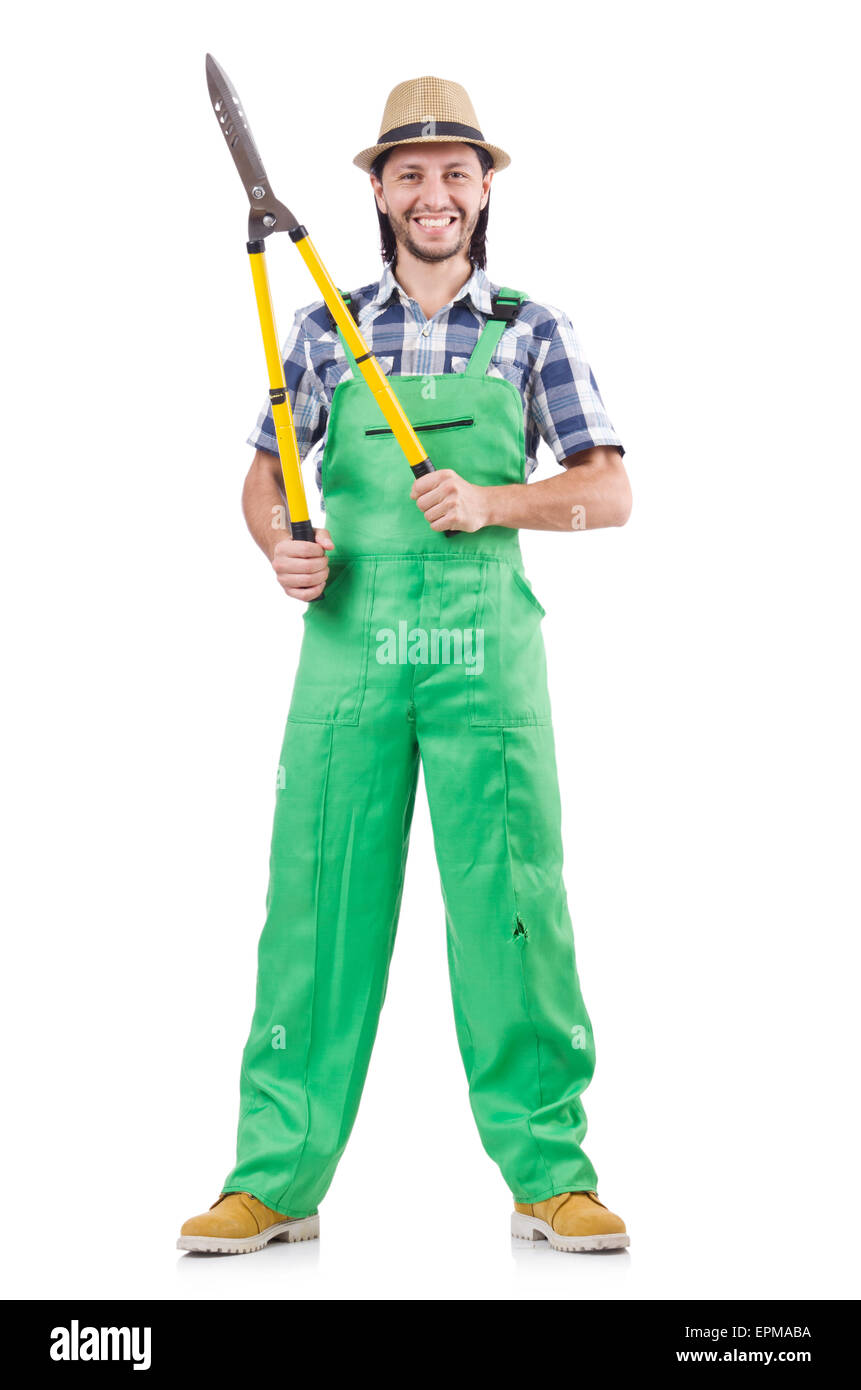 Male gardener isolated on white Stock Photo - Alamy