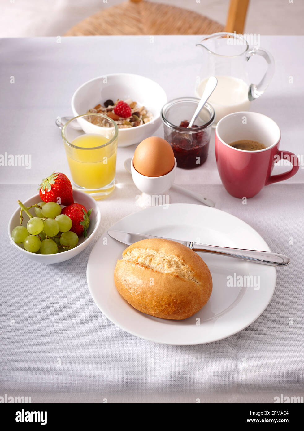 Laid breakfast table Stock Photo - Alamy