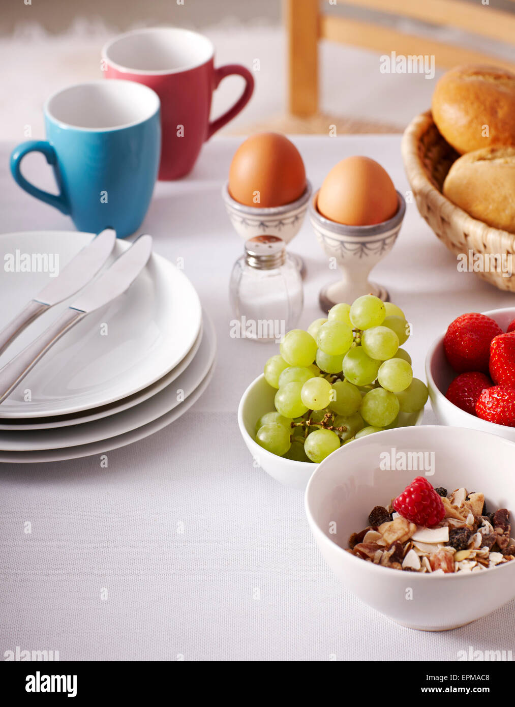 Laid breakfast table Stock Photo - Alamy