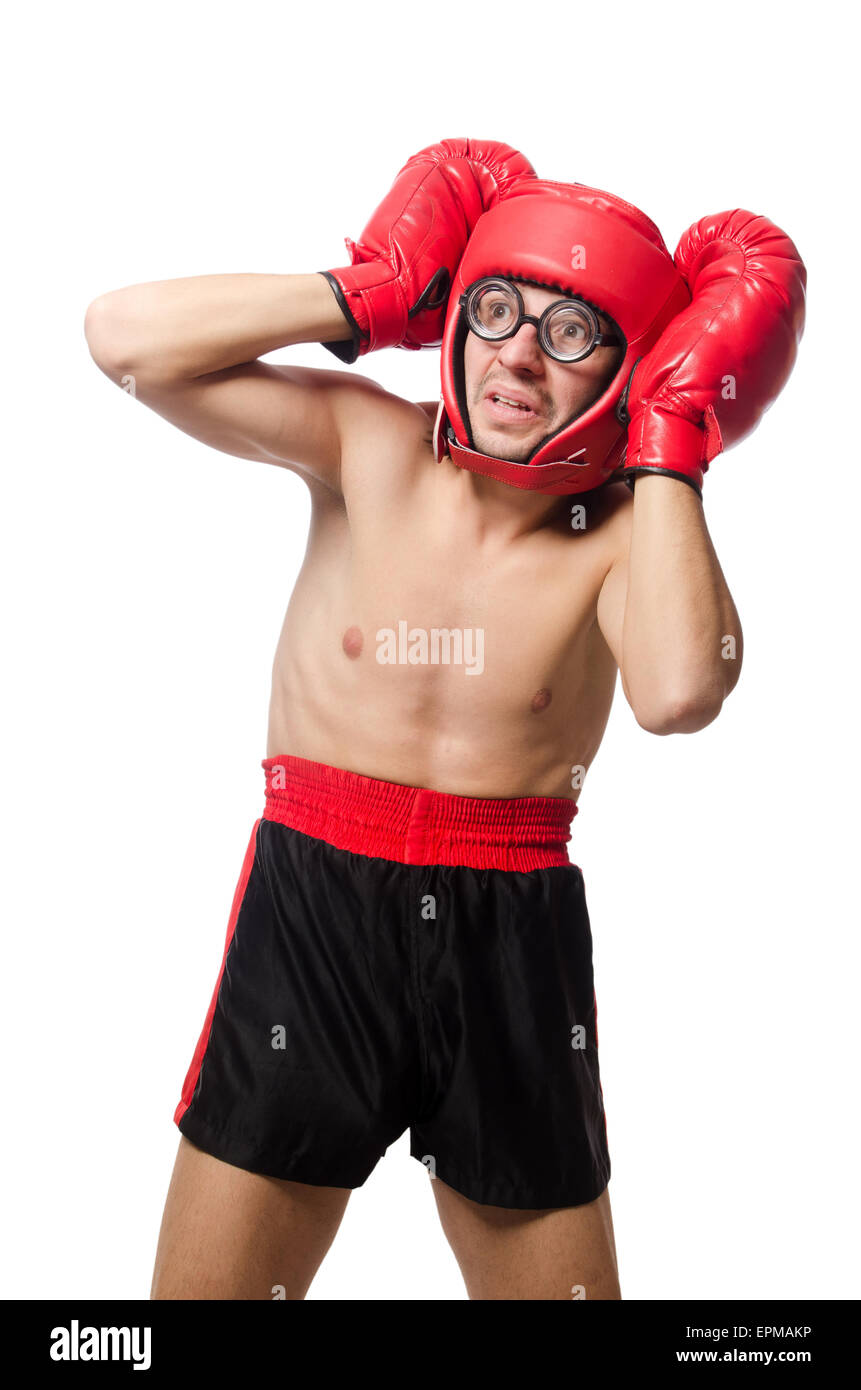 Funny boxer isolated on the white Stock Photo - Alamy