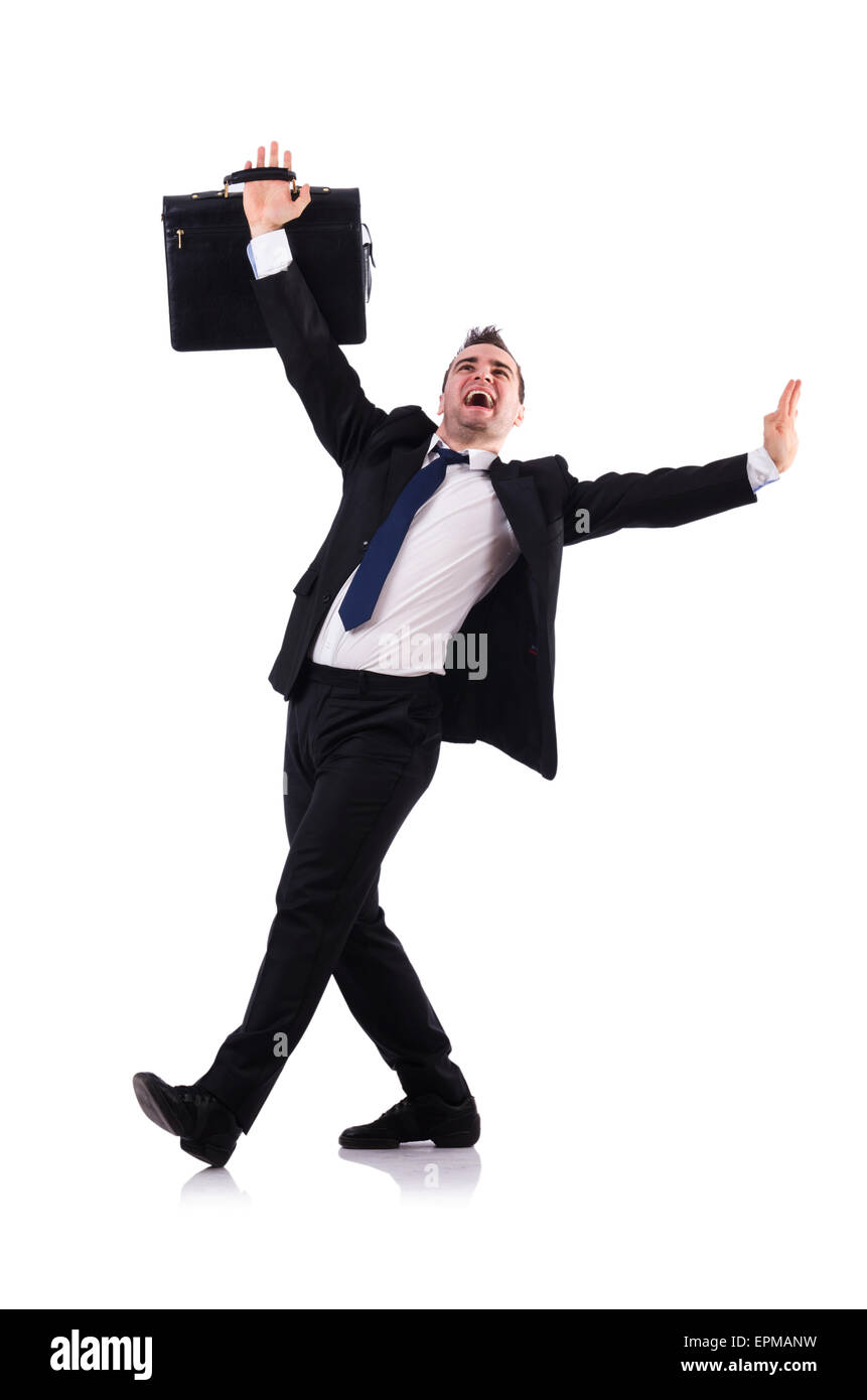 Dancing businessman isolated on the white Stock Photo - Alamy