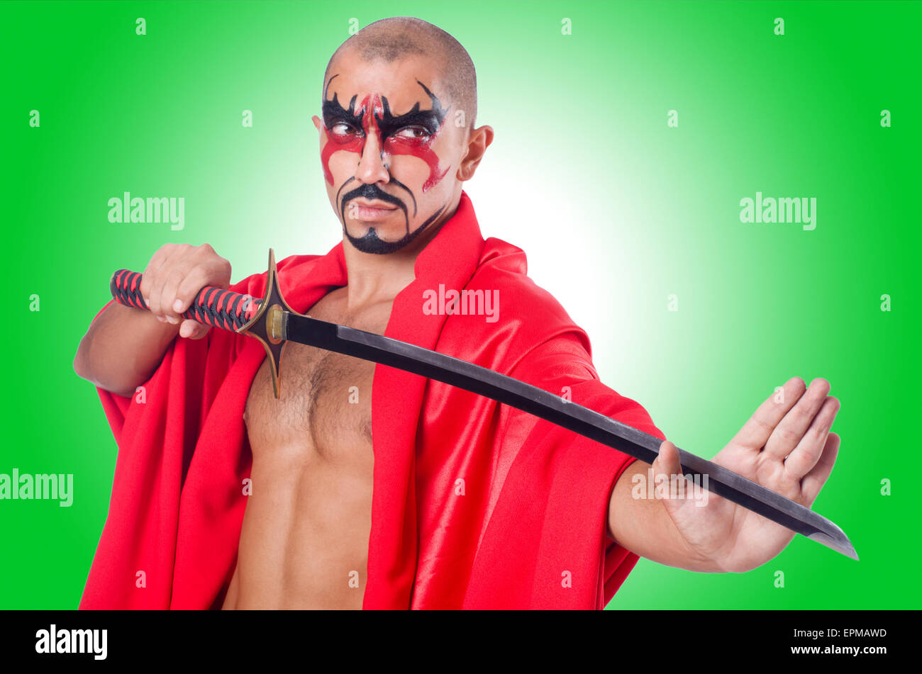 Man with sword isolated on white Stock Photo - Alamy