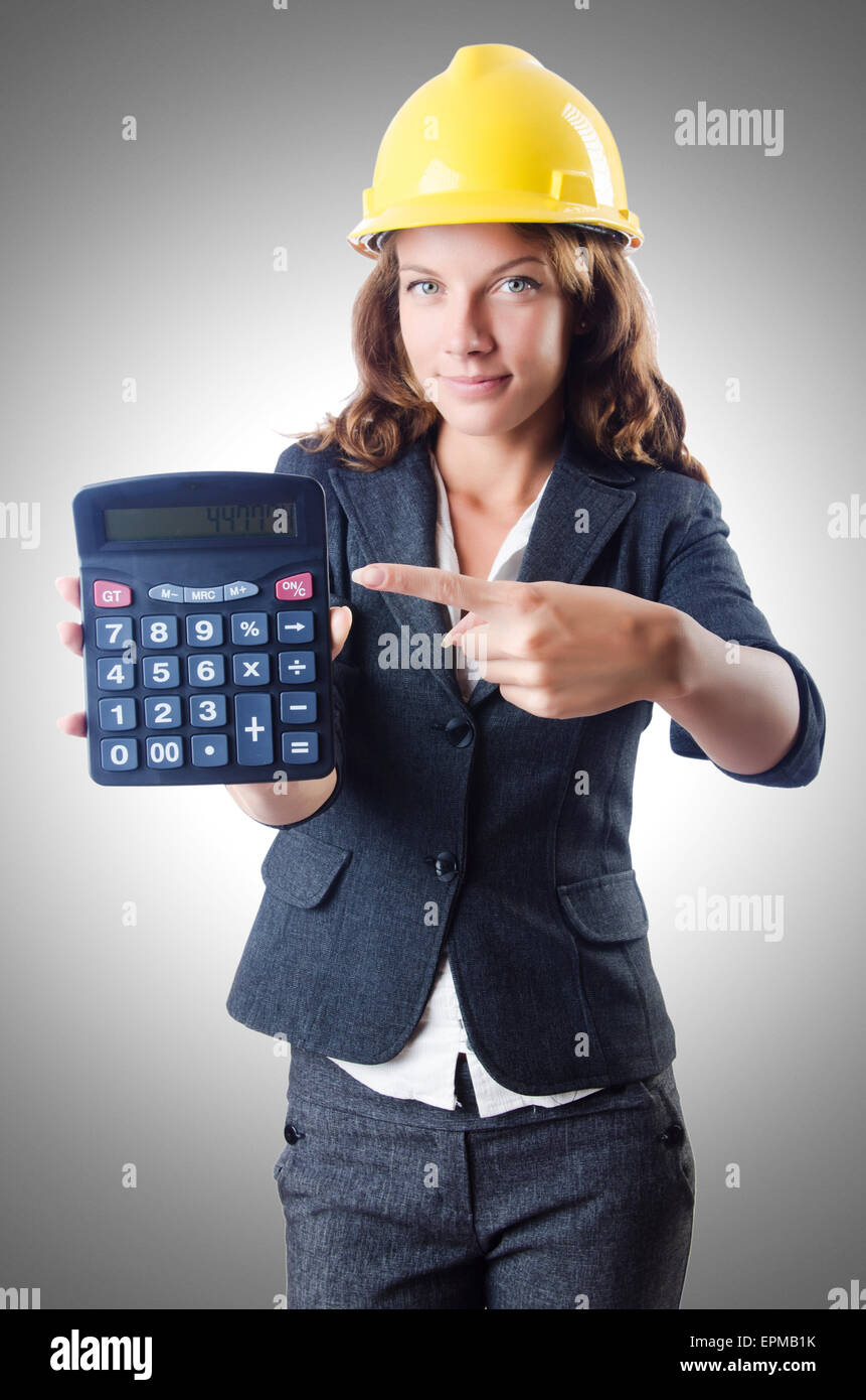 Female builder calculator on hi-res stock photography and images - Alamy
