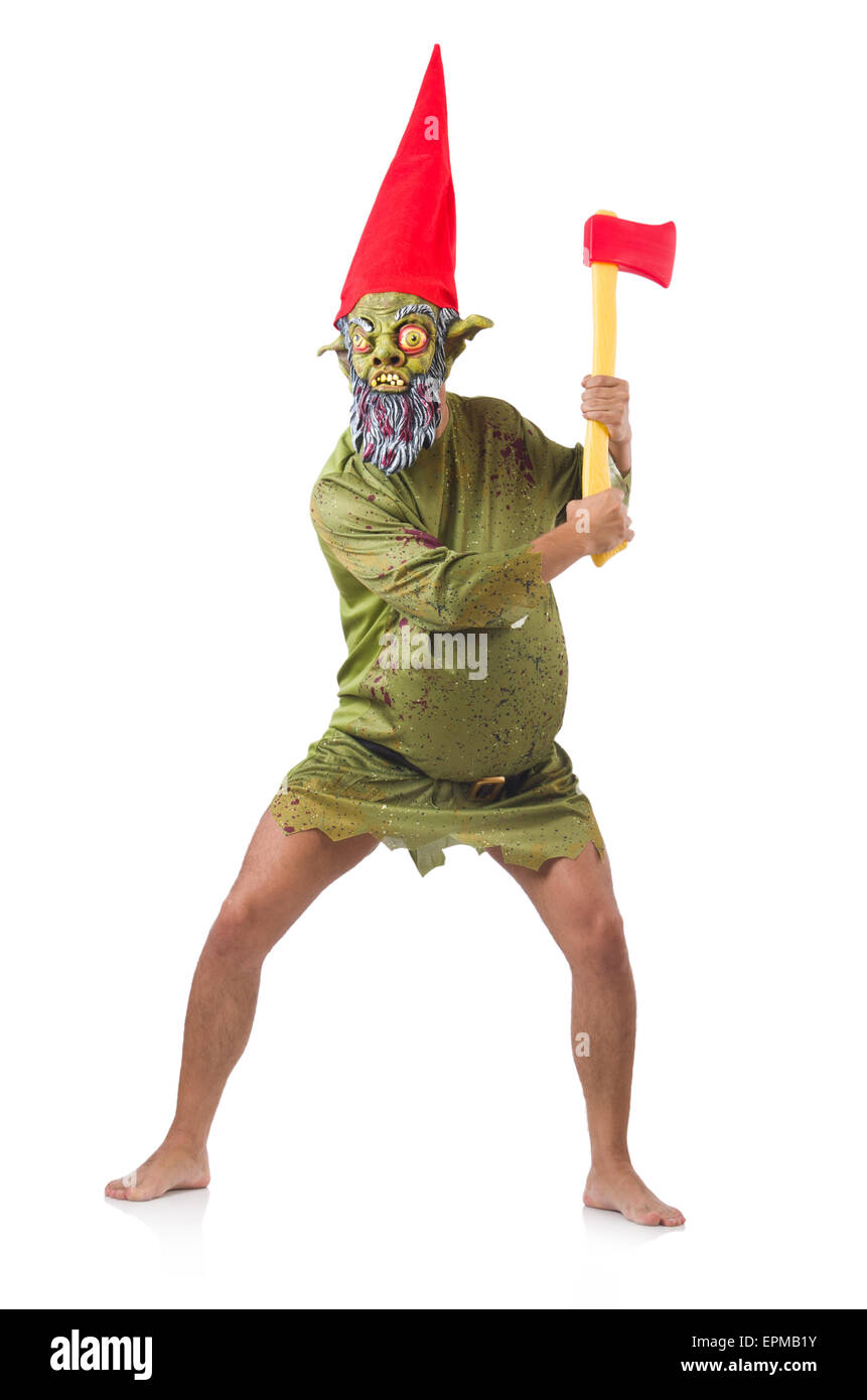 Monster man with axes isolated on white Stock Photo - Alamy