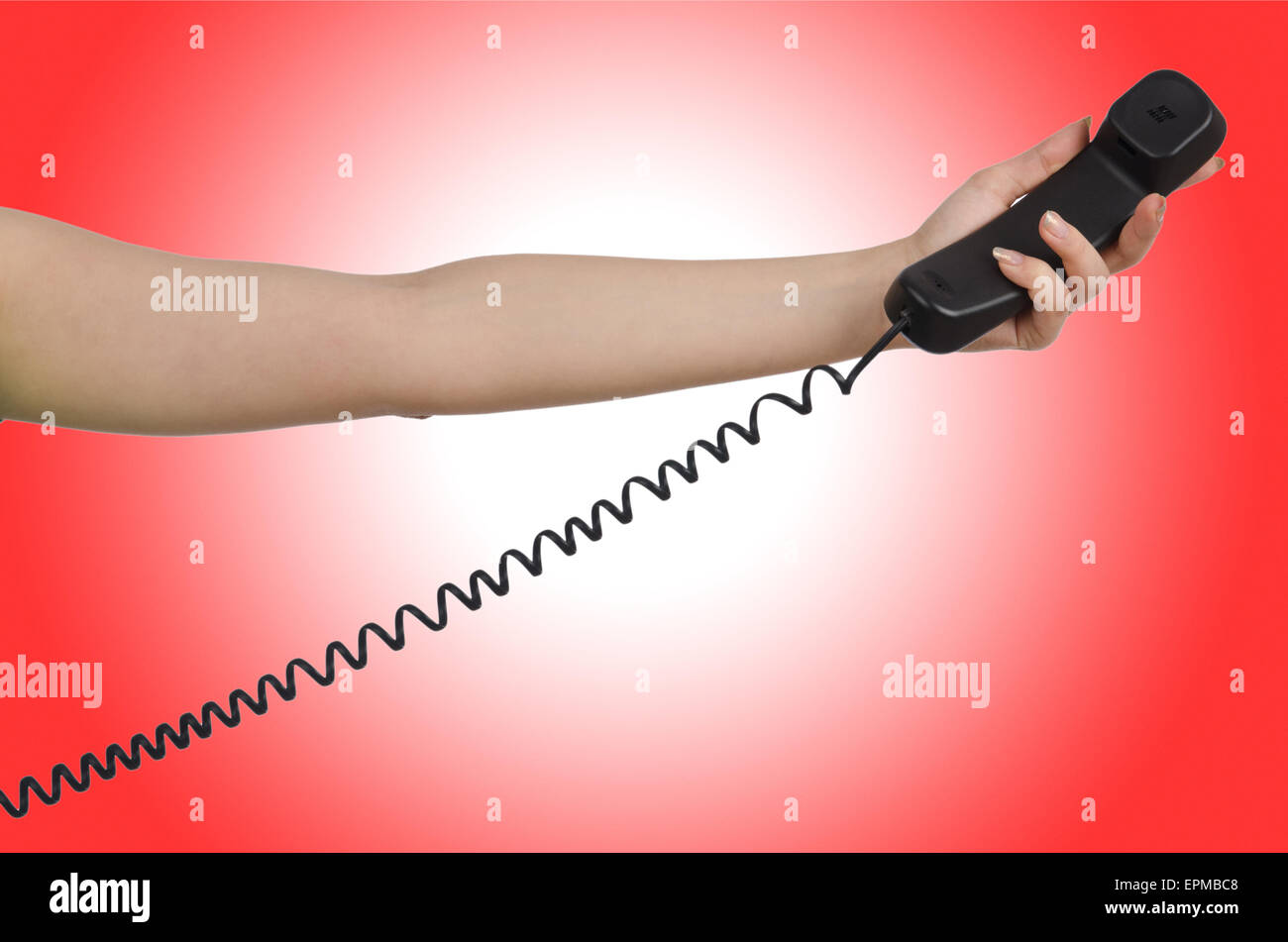 Hand with phone isolated on white Stock Photo - Alamy