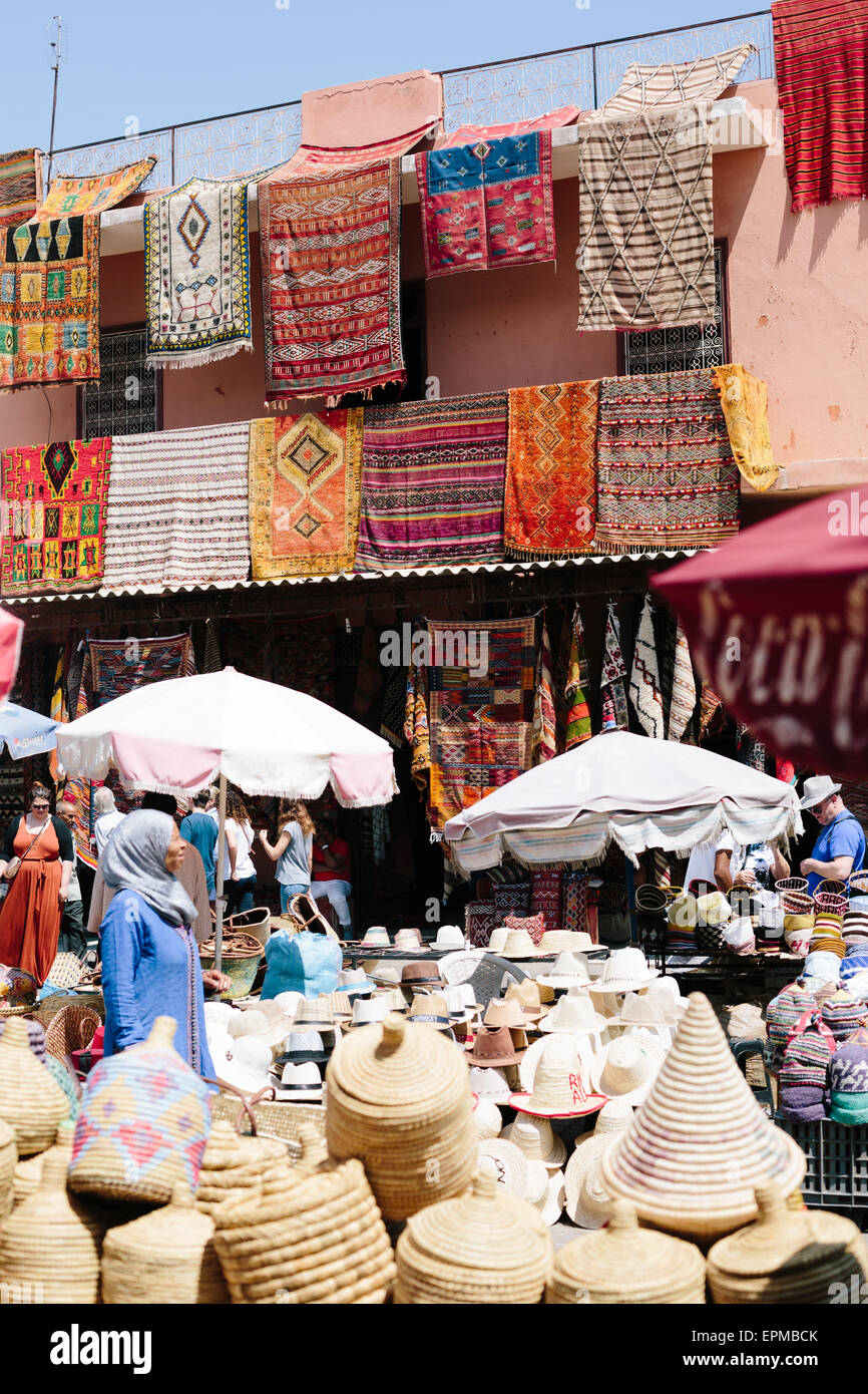Carpets, Baskets & Handicrafts on sale at the market (souq) in ...