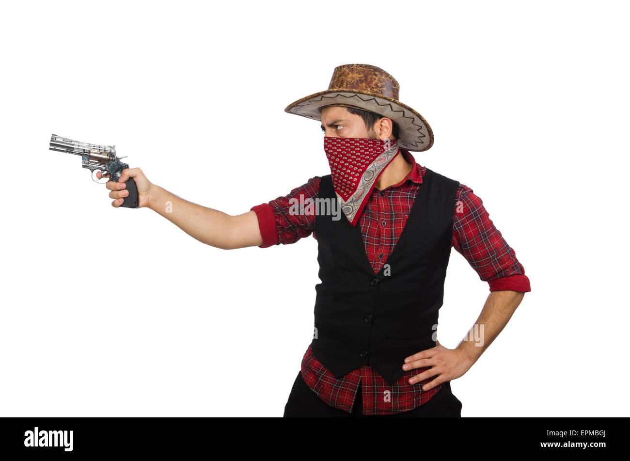 Young cowboy isolated on white Stock Photo - Alamy