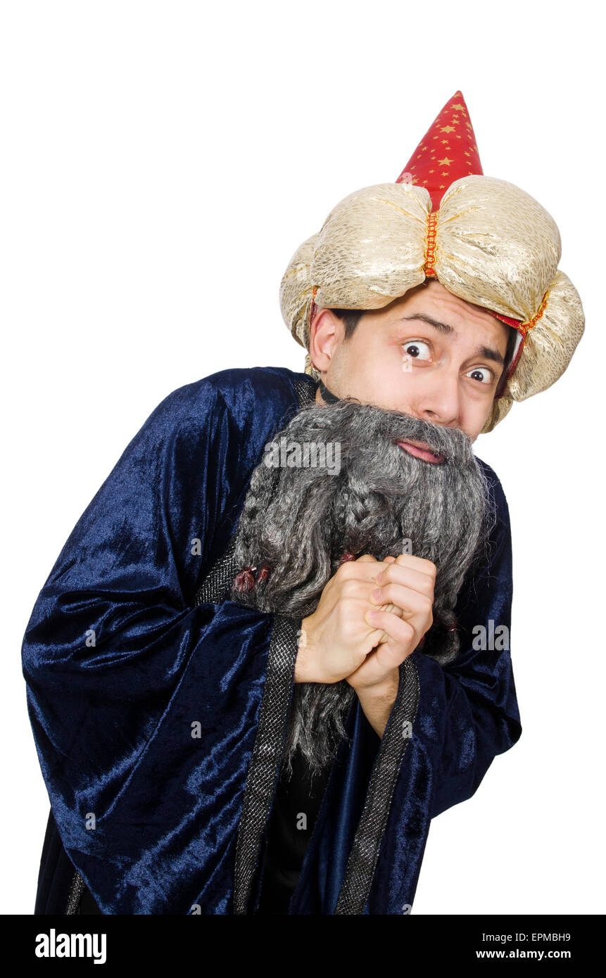 Funny wise wizard isolated on the white Stock Photo - Alamy