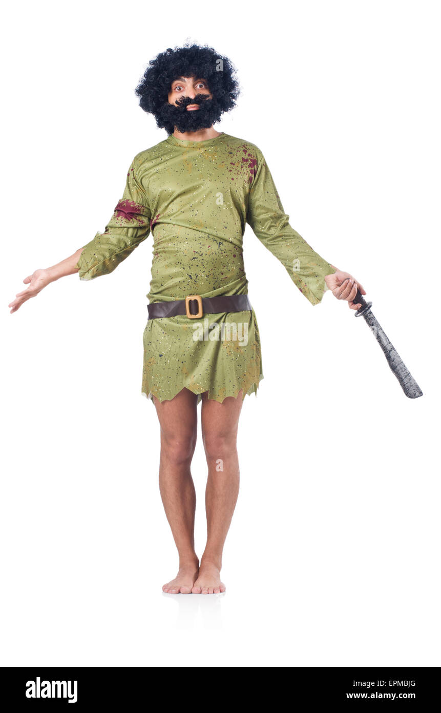 Savage man isolated on white Stock Photo - Alamy